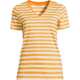LANDS' END Supima Kurzarm-Shirt mit V-Ausschnitt f&uuml;r Damen in Plus-Gr&ouml;&szlig;e, Damen, size: plus, Orange, Baumwolle, by Lands' End