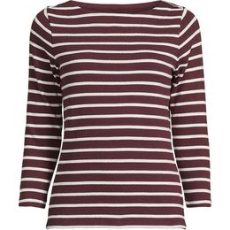 LANDS' END Gestreiftes Baumwollshirt mit 3/4-&Auml;rmeln f&uuml;r Damen, Damen, size: regular, Rot, Baumwolle, by Lands' End