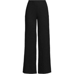 LANDS' END Crinkle-Jerseyhose mit weitem Bein f&uuml;r Damen, Damen, size: regular, Schwarz, Polyester/Viskose/Polyester-Mischung, by Lands' End