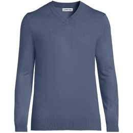 LANDS' END CashTouch Feinstrick-Pullover f&uuml;r Herren, Herren, size: regular, Blau, Polyester, by Lands' End