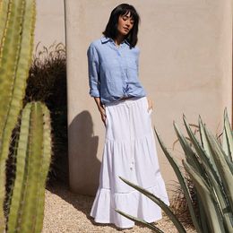 LANDS' END Maxi-Stufenrock aus Musselin f&uuml;r Damen, Damen, size: regular, Wei&szlig;, Baumwolle, by Lands' End