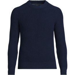 LANDS' END Drifter Strukturstrick-Pullover f&uuml;r Herren, Herren, size: regular, Blau, Baumwolle, by Lands' End