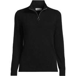 LANDS' END Kaschmir-Pullover mit Rei&szlig;verschluss in Petite-Gr&ouml;&szlig;e, Damen, size: petite, Schwarz, by Lands' End