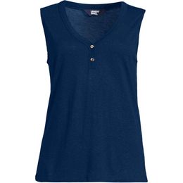LANDS' END Top aus Leinenmix in Petite-Gr&ouml;&szlig;e f&uuml;r Damen, Damen, size: petite, Blau, Baumwolle/Leinen/Baumwoll-Mischung, by Lands' End