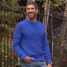 LANDS' END Drifter Strukturstrick-Pullover f&uuml;r Herren, Herren, size: regular, Blau, Baumwolle, by Lands' End