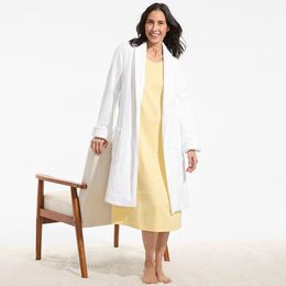 LANDS' END Knielanger Bademantel aus Baumwoll-Frottee f&uuml;r Damen, Damen, size: regular, Wei&szlig;, Baumwolle, by Lands' End