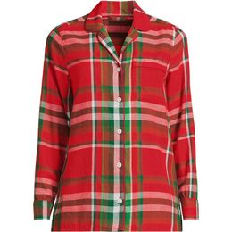 LANDS' END Gemustertes Pyjamahemd aus reinem Baumwoll-Flanell f&uuml;r Damen in Plus-Gr&ouml;&szlig;e, Damen, size: plus, Rot, Baumwolle, by Lands' End