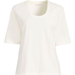 Supima Rundhalsshirt f&uuml;r Damen, Damen, size: regular, Elfenbein, Baumwolle, by Lands' End