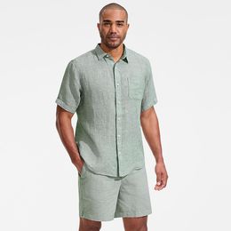 LANDS' END Soft Ease Shorts mit Dehnbund aus Leinenmix f&uuml;r Herren, 18 cm, Herren, size: regular, Gr&uuml;n, Leinen/Baumwoll-Mischung, by Lands' End