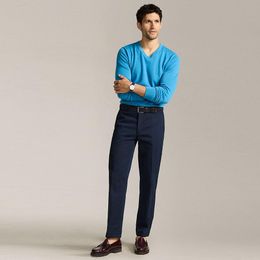 LANDS' END B&uuml;gelleichte Chinos mit Komfortbund, Herren, size: regular, Blau, Baumwolle, by Lands' End