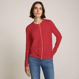 LANDS' END Cardigan mit Perlenverzierung Silk Touch f&uuml;r Damen, Damen, size: regular, Rot, Polyester/Viskose/Polyester-Mischung, by Lands' End
