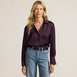 LANDS' END Satinbluse f&uuml;r Damen, Damen, size: regular, Lila, Polyester, by Lands' End