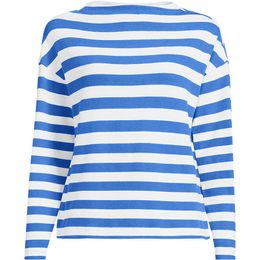 LANDS' END Lang&auml;rmeliges Maritimshirt mit Stehbund in Plus-Gr&ouml;&szlig;e, Damen, size: plus, Blau, Baumwolle, by Lands' End