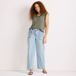 LANDS' END Gerade relaxte Jeans mit Elastikbund, Damen, size: regular, Blau, Baumwolle, by Lands' End