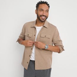 LANDS' END Hemdjacke aus Piqu&eacute; f&uuml;r Herren, Herren, size: regular, Braun, Polyester-Mischung, by Lands' End