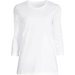 LANDS' END Supima-Shirt mit 3/4-&Auml;rmeln f&uuml;r Damen in Petite-Gr&ouml;&szlig;e, Damen, size: petite, Wei&szlig;, Baumwolle, by Lands' End