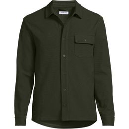 LANDS' END Jacquard-Shirt mit V-Ausschnitt, Herren, size: regular, Braun, Elasthan/Baumwoll-Mischung/Polyester-Mischung, by Lands' End