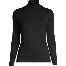 LANDS' END Rollkragenshirt aus Baumwoll/Modalmix, Damen, size: regular, Schwarz, Baumwolle/Elasthan/Baumwolle Modal, by Lands' End