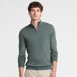 LANDS' END CashTouch Feinstrick-Pullover mit Rei&szlig;verschluss f&uuml;r Herren, Herren, size: regular, Gr&uuml;n, Polyester, by Lands' End