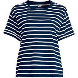Supima&reg; Shirt mit kurzen Roll&auml;rmeln f&uuml;r Damen in Petite-Gr&ouml;&szlig;e, Damen, size: petite, Blau, Baumwolle, by Lands' End
