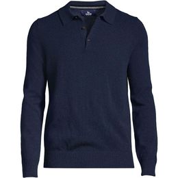 LANDS' END Kaschmirpullover mit Polokragen, Herren, size: regular, Blau, Kaschmir, by Lands' End