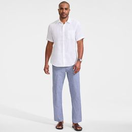 LANDS' END Soft Ease Classic Fit Schlupfbund-Hose aus Leinenmix f&uuml;r Herren, Herren, size: regular, Blau, Leinen/Baumwoll-Mischung, by Lands' End