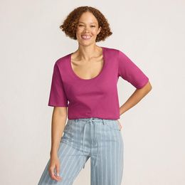 LANDS' END Supima-Shirt mit tiefem Rundausschnitt in Petite-Gr&ouml;&szlig;e, Damen, size: petite, Pink, Baumwolle, by Lands' End
