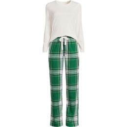 LANDS' END Pyjama-Set mit Flanellhose in Plus-Gr&ouml;&szlig;e f&uuml;r Damen, Damen, size: plus, Gr&uuml;n, Baumwolle/Baumwoll-Mischung/Viskose-Mischung, by Lands' End