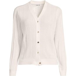 LANDS' END Rippstrick-Cardigan mit Seide in Petite-Gr&ouml;&szlig;e, Damen, size: petite, Elfenbein, Baumwolle/Seide/Nylon, by Lands' End