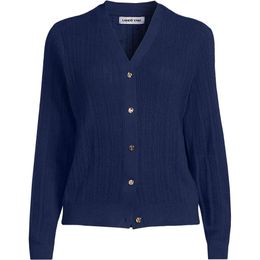 LANDS' END Rippstrick-Cardigan mit Seide in Petite-Gr&ouml;&szlig;e, Damen, size: petite, Blau, Baumwolle/Seide/Nylon, by Lands' End