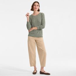 LANDS' END Soft Flow Rundhalspullover aus Leinenmix f&uuml;r Damen, Damen, size: regular, Gr&uuml;n, by Lands' End