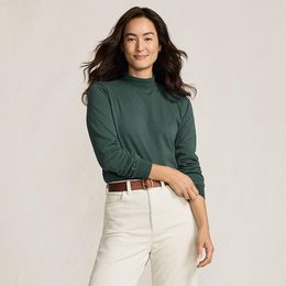 LANDS' END Baumwoll-Stehkragenshirt, Damen, size: regular, Gr&uuml;n, Baumwolle, by Lands' End
