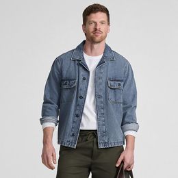 LANDS' END Jeans-Hemdjacke f&uuml;r Herren, Herren, size: regular, Blau, Baumwolle, by Lands' End