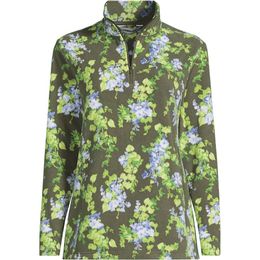 LANDS' END Gemusterter Fleece-Pullover mit Rei&szlig;verschluss f&uuml;r Damen in Plus-Gr&ouml;&szlig;e, Damen, size: plus, Gr&uuml;n, Polyester, by Lands' End