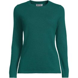 LANDS' END Kaschmir-Pullover mit rundem Ausschnitt, Damen, size: regular, Gr&uuml;n, Kaschmir, by Lands' End