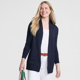 LANDS' END Offener Cardigan f&uuml;r Damen in Petite-Gr&ouml;&szlig;e, Damen, size: petite, Blau, Baumwolle, by Lands' End