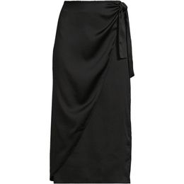 LANDS' END Satin-Wickelrock in Midi-L&auml;nge f&uuml;r Damen, Damen, size: regular, Schwarz, Polyester, by Lands' End