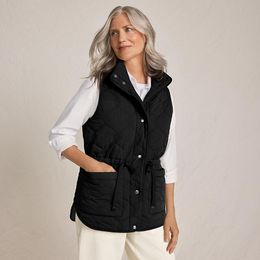LANDS' END Wendbare, gesteppte Sherpa-Fleeceweste f&uuml;r Damen, Damen, size: regular, Schwarz, Polyester/Nylon, by Lands' End
