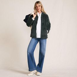 LANDS' END Pl&uuml;schfleece-Jacke f&uuml;r Damen in Petite-Gr&ouml;&szlig;e, Damen, size: petite, Elfenbein, Polyester, by Lands' End