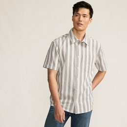 LANDS' END Baumwoll/Leinenhemd mit kurzen &Auml;rmeln f&uuml;r Herren, Herren, size: regular, Elfenbein, by Lands' End