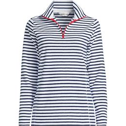 LANDS' END Gemusterter Fleece-Pullover mit Rei&szlig;verschluss f&uuml;r Damen in Plus-Gr&ouml;&szlig;e, Damen, size: plus, Wei&szlig;, Polyester, by Lands' End