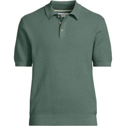 LANDS' END Feinstrick-Poloshirt aus Baumwolle f&uuml;r Herren, Herren, size: regular, Gr&uuml;n, Baumwolle, by Lands' End