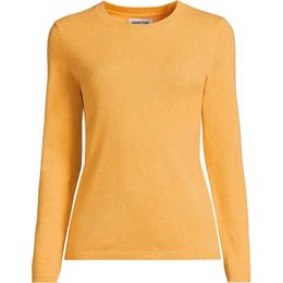 LANDS' END Kaschmir-Pullover mit rundem Ausschnitt, Damen, size: regular, Gelb, Kaschmir, by Lands' End