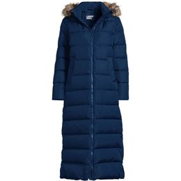 LANDS' END Maxi-Daunenmantel mit Kapuze f&uuml;r Damen in Petite-Gr&ouml;&szlig;e, Damen, size: petite, Blau, Polyester, by Lands' End