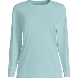 LANDS' END Supima-Shirt, Langarm in Petite-Gr&ouml;&szlig;e, Damen, size: petite, Gr&uuml;n, Baumwolle, by Lands' End
