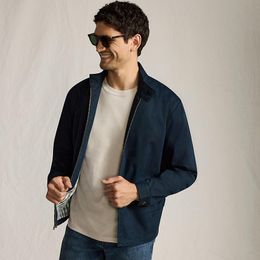 LANDS' END Harrington-Jacke, Herren, size: regular, Blau, Elasthan/Baumwoll-Mischung/Polyester-Mischung, by Lands' End