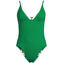 LANDS' END Wendbarer Badeanzug mit Spaghettitr&auml;gern und extra hohem Beinausschnitt f&uuml;r Damen, Damen, size: regular, Gr&uuml;n, Polyester-Mischung, by Lands' End