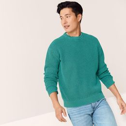 LANDS' END Baumwoll-Pullover im Waffelstrick DRIFTER f&uuml;r Herren, Herren, size: regular, Blau, Baumwolle, by Lands' End