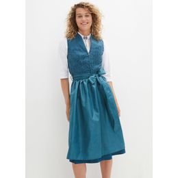 bonprix Dirndl mit Jacquardmuster und Sch&uuml;rze in Midil&auml;nge (2-tlg.Set), petrol, Gr.46, elegantes Dirndl mit hochwertigem Jacquardmieder und Kelchkragen, der Rock ist mit einem angenehmen Baumwollstoff gef&uuml;ttert.