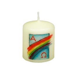 Kerze "Alpha und Omega Regenbogen klein"